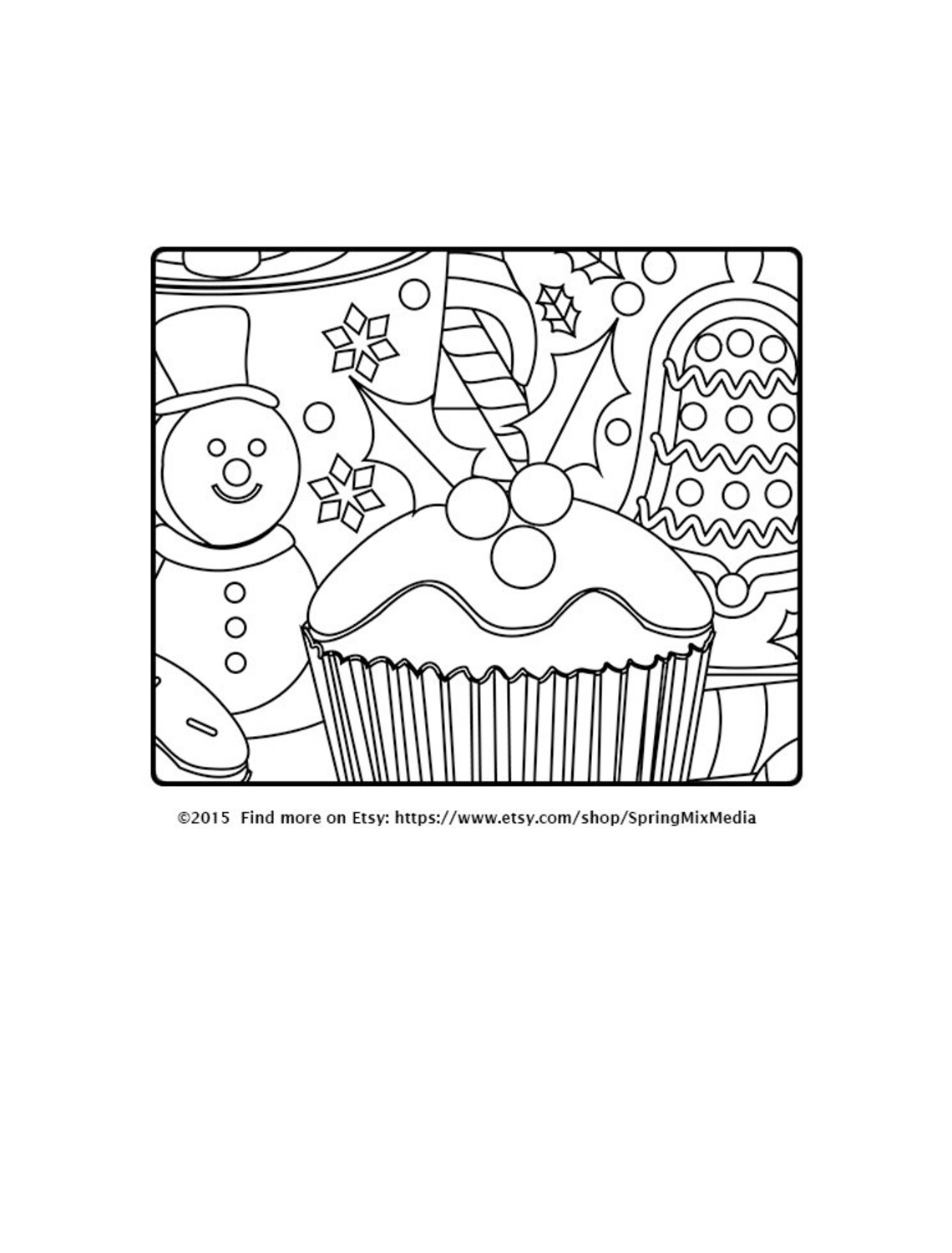 Christmas Coloring Page Christmas Treats Holiday Coloring Book Adult ...