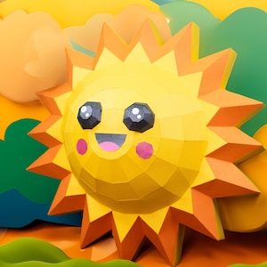 Sol 3D SVG: Plantilla de papercraft de baja poligonización para Cricut ...