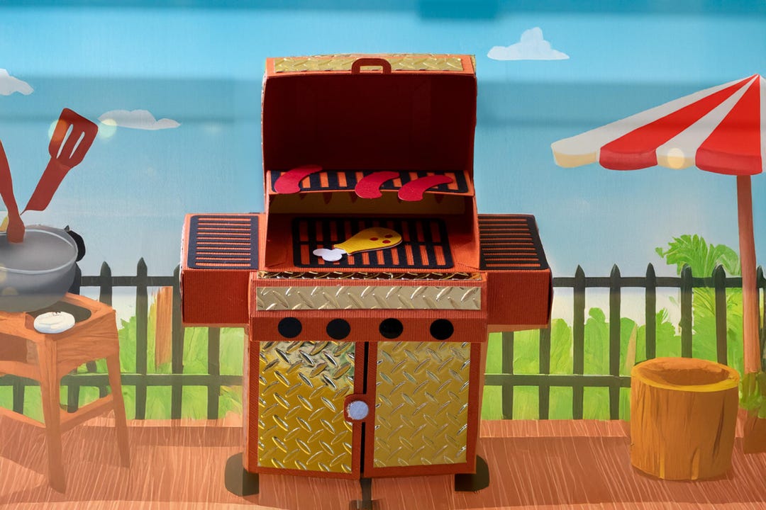 DIY BBQ Surprise for Dad: Fun Papercraft Favor Box Template | Instant ...