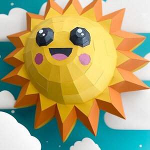 Sol 3D SVG: Plantilla de papercraft de baja poligonización para Cricut ...