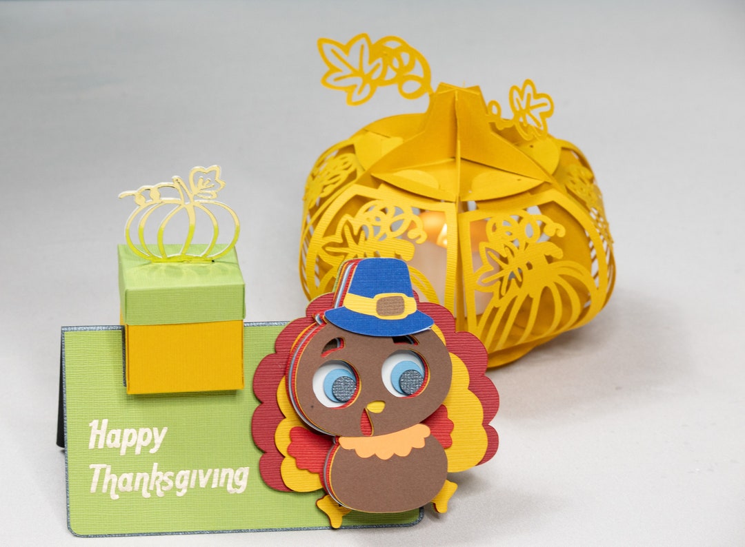 Turkey 3D Lamp & Card SVG Kit: Thanksgiving Papercraft Template - Etsy