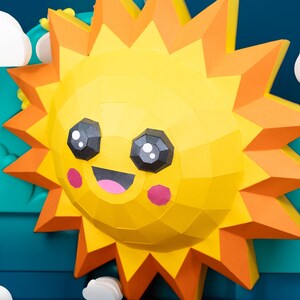 Sol 3D SVG: Plantilla de papercraft de baja poligonización para Cricut ...