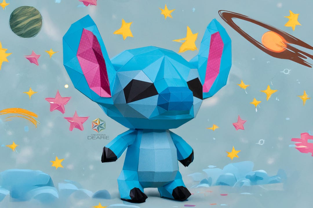 Stitch Papercraft 3D – Low Poly Template | Low-poly SVG for Cricut ...