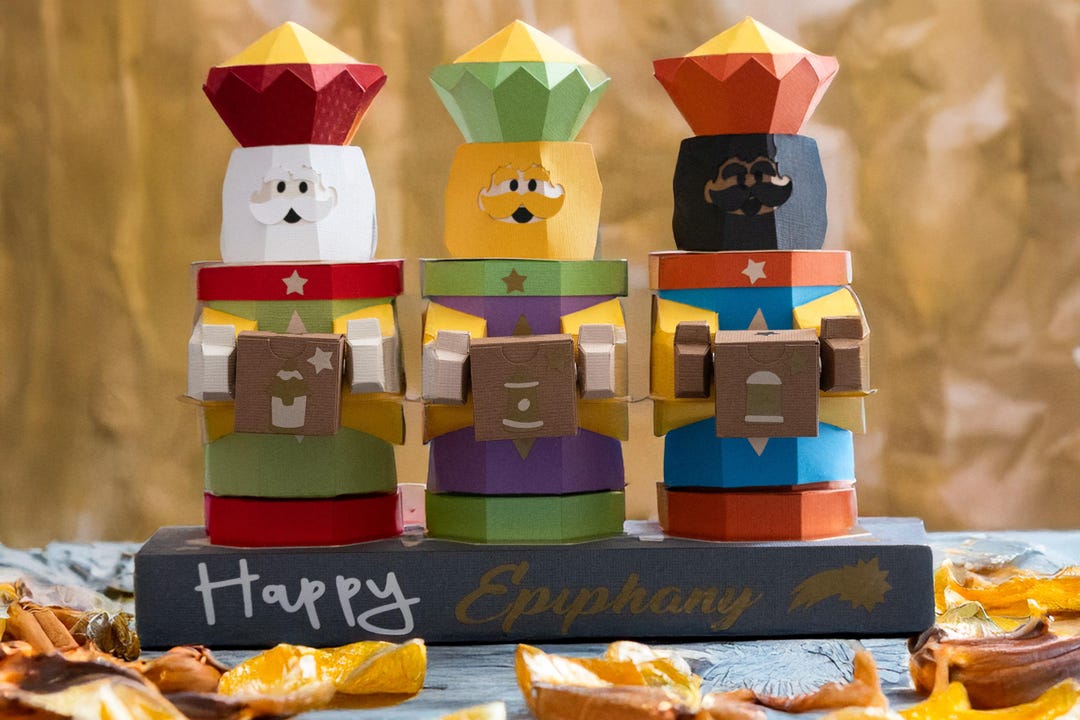 Three Kings Nativity Papercraft 3D Box: Low Poly Christmas Template ...