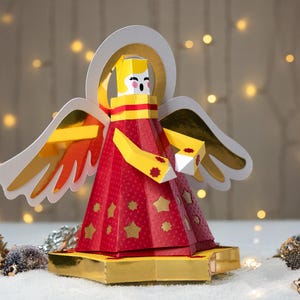 Angel Luminary SVG: 3D Papercraft Candle Holder Template (DIY Lantern ...