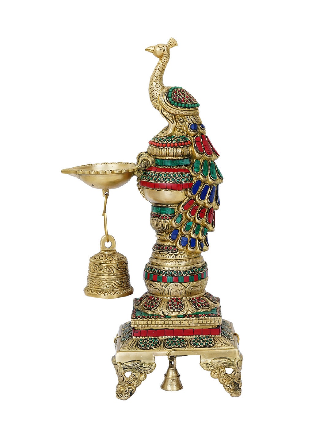 Brass Peacock With Diya and Bell Wall Hanging, Wall Decor,antique Oil ...