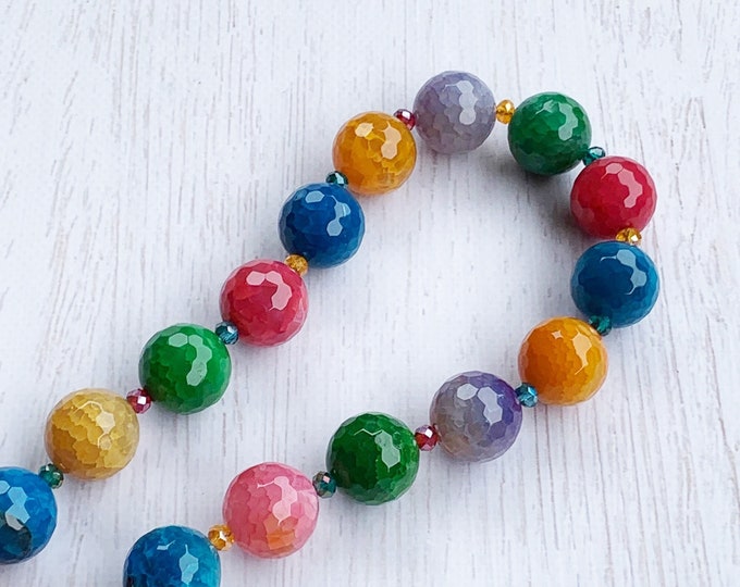 Colorful Necklace, Multicolor Necklace, Colorful Gemstone Necklace, Multicolor Bead Necklace ...