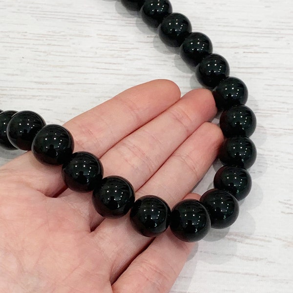 Black Bead Necklace - Etsy