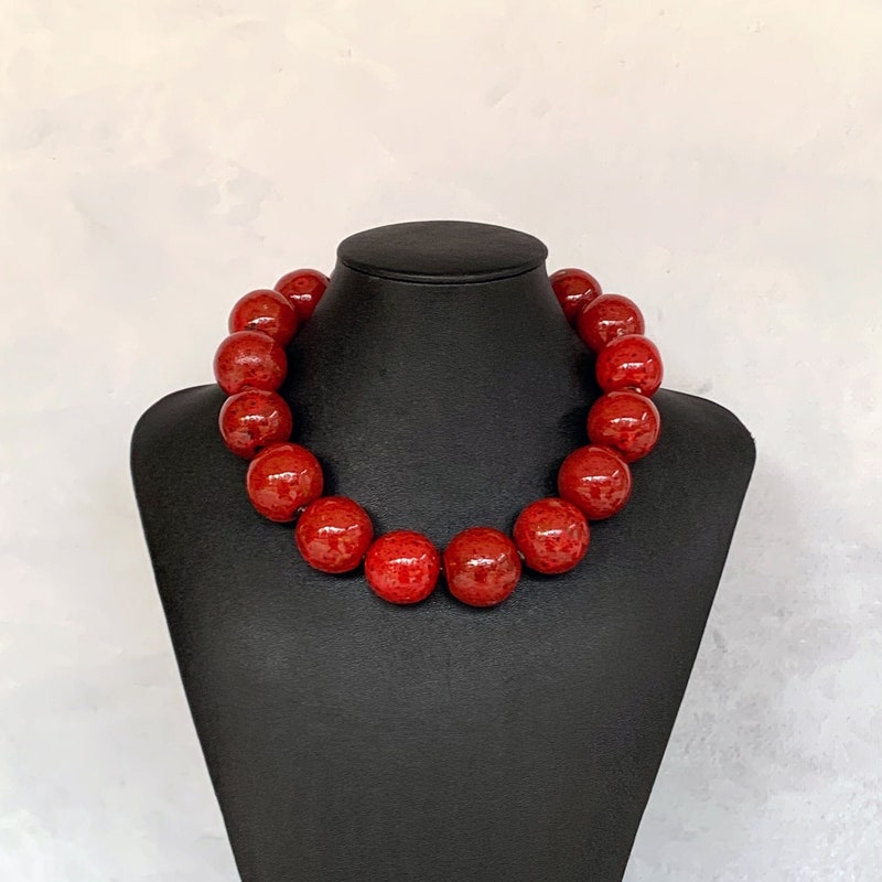 Red Bead Necklace - Etsy
