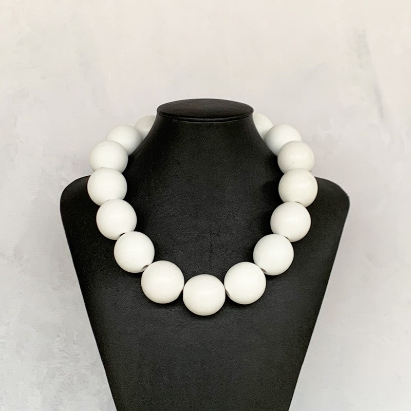 White Bead Necklace - Etsy