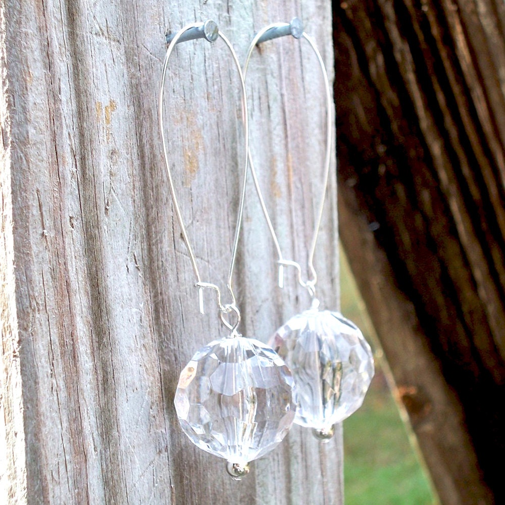 Large Clear Earrings Clear Bead Earrings Clear Dangle Earrings Long ...