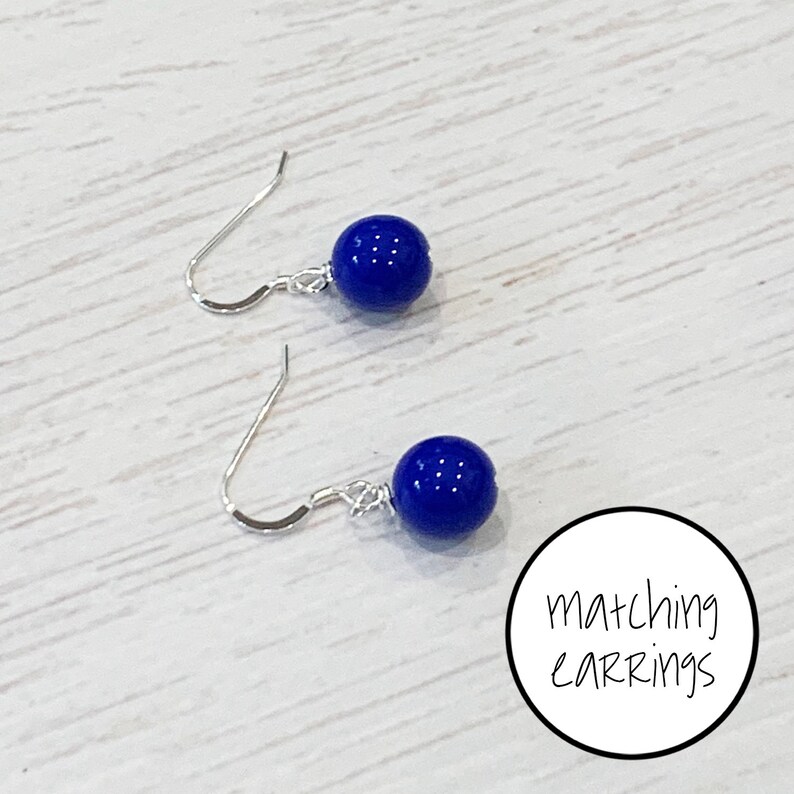 Royal Blue Necklace and Matching Earrings Set, Simple Blue Necklace ...