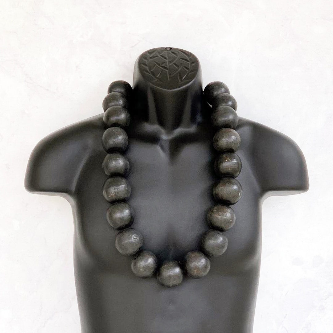 Black Wood Necklace Akuma Necklace Mens Wood Bead Necklace - Etsy