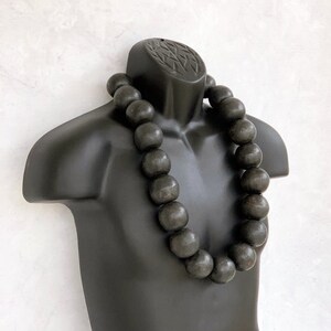 Black Wood Necklace Akuma Necklace Mens Wood Bead Necklace - Etsy
