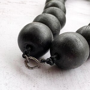 Black Wood Necklace Akuma Necklace Mens Wood Bead Necklace - Etsy