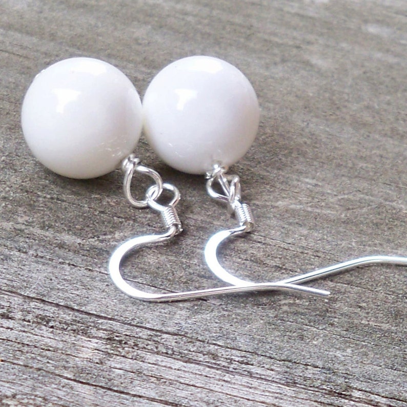 White Shell Earrings White Seashell Earrings Round White - Etsy