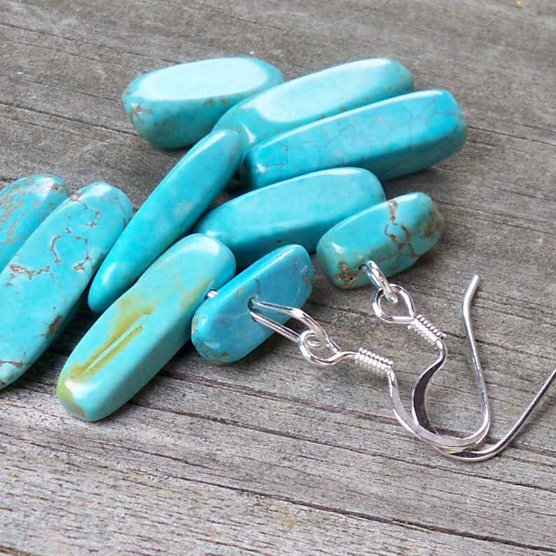 Turquoise Stick Earrings Long Turquoise Earrings Tropical | Etsy
