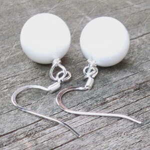 White Shell Earrings White Seashell Earrings Round White Earrings 12mm ...