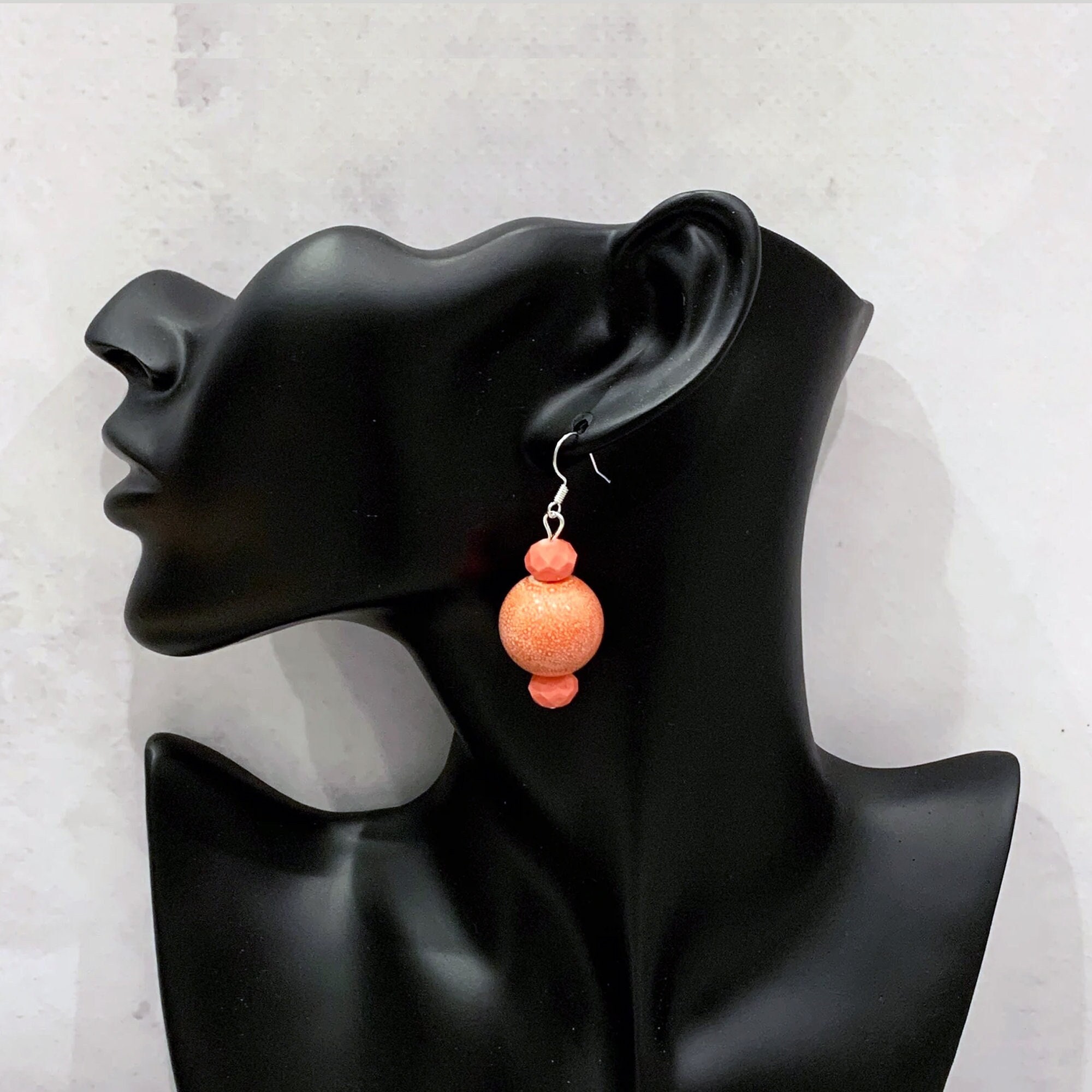 Salmon coral earrings store