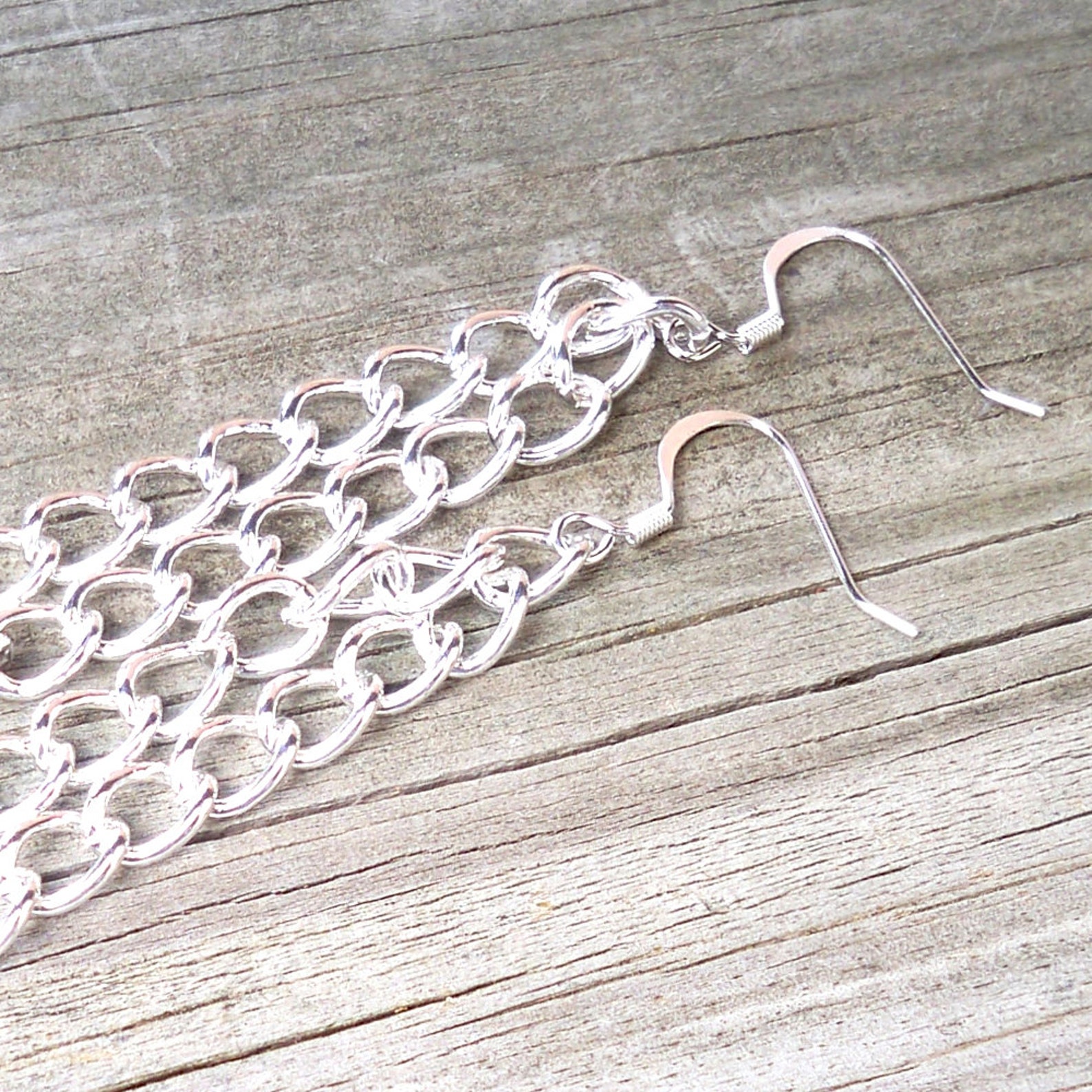 Silver Chain Earrings Silver Chain Link Earrings Long Chain Earrings ...