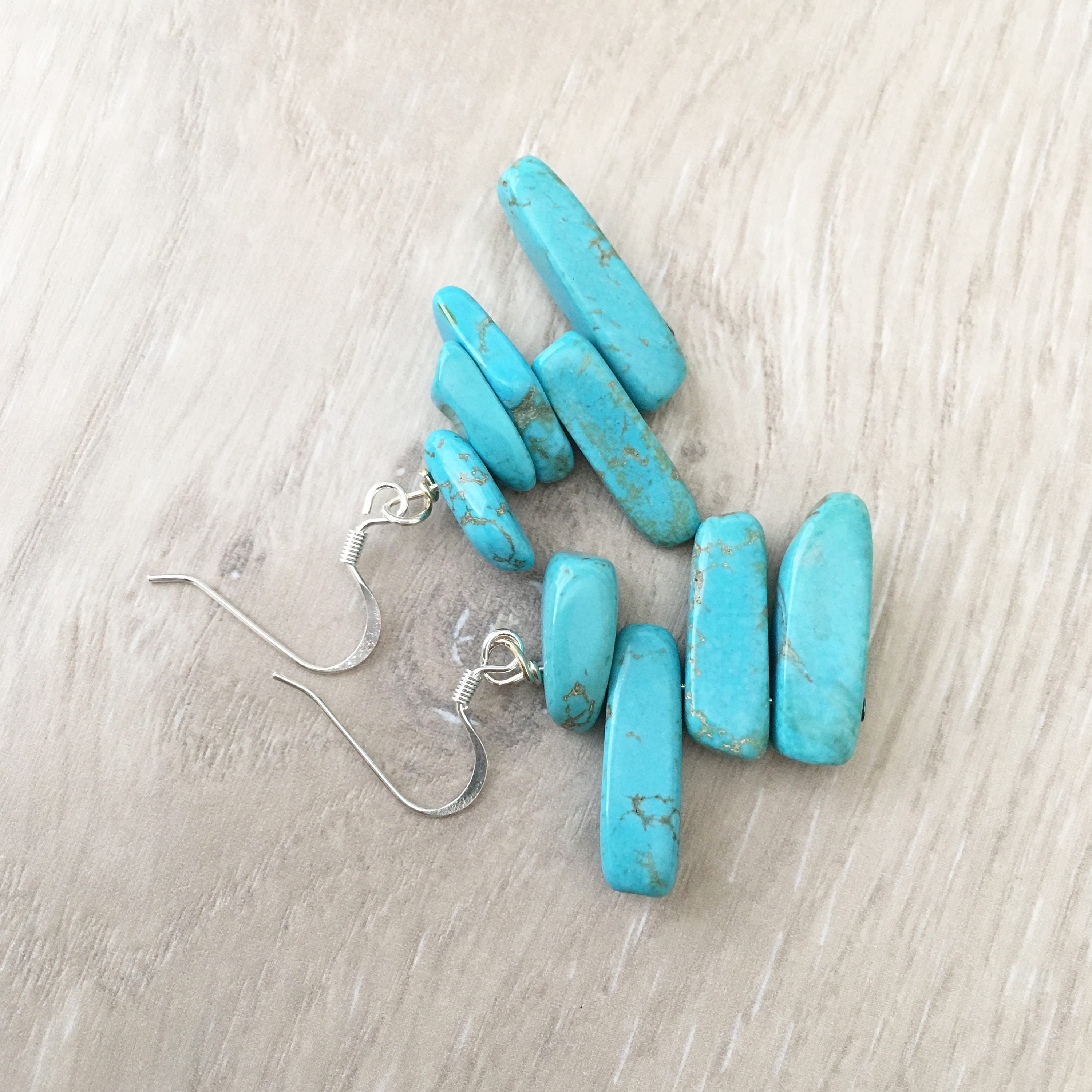 Turquoise Dangle Earrings Turquoise Stick Earrings Long Turquoise ...