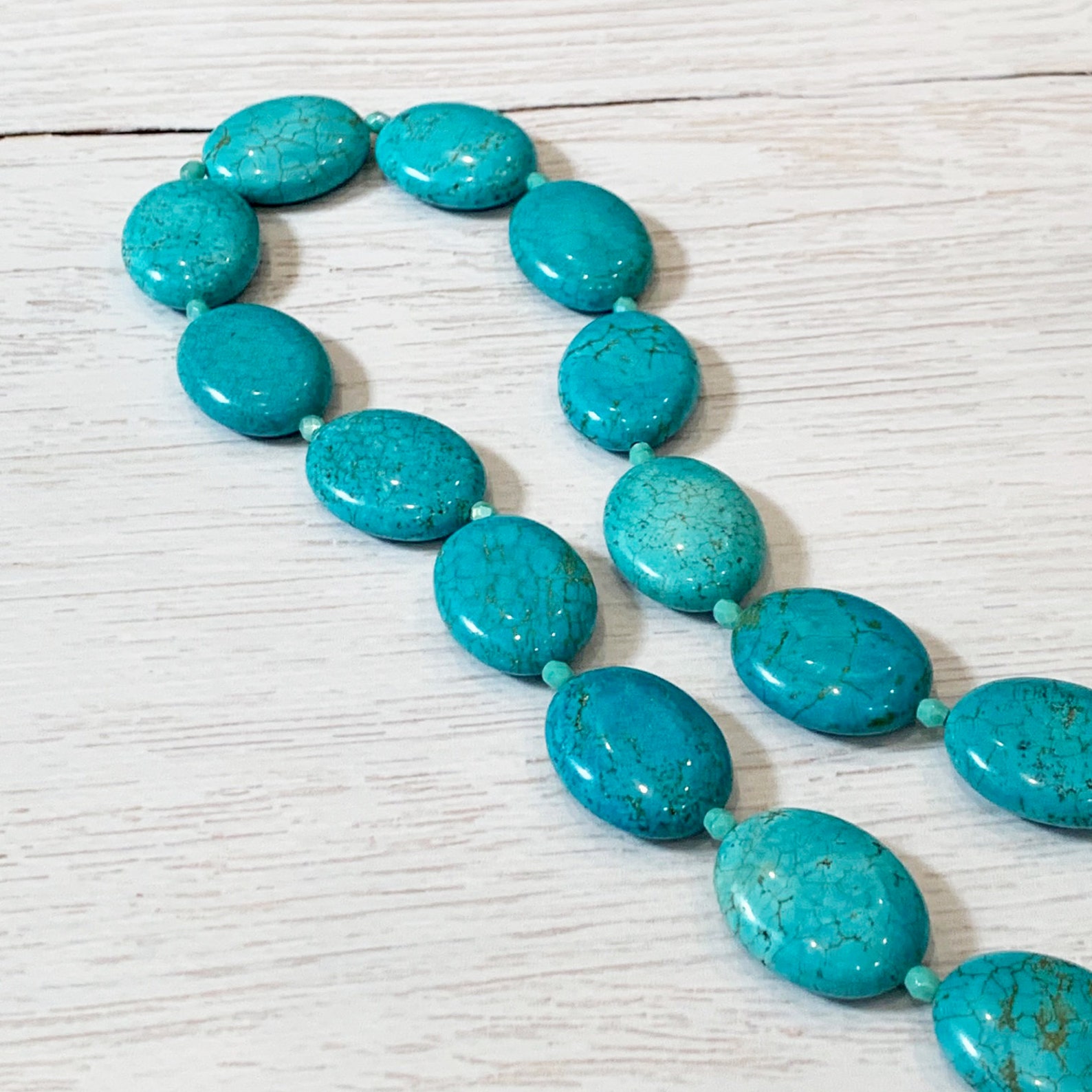 Turquoise Oval Necklace Chunky Turquoise Necklace Oval - Etsy