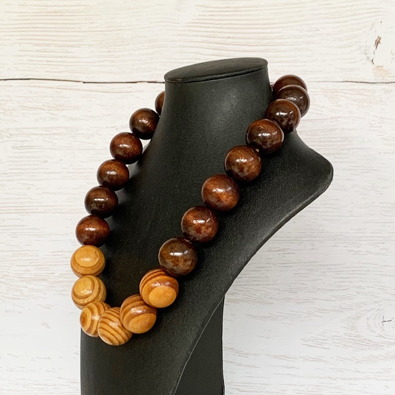 Wood Bead Necklace, Mens Beaded Necklace, Large Wood Bead Necklace ...