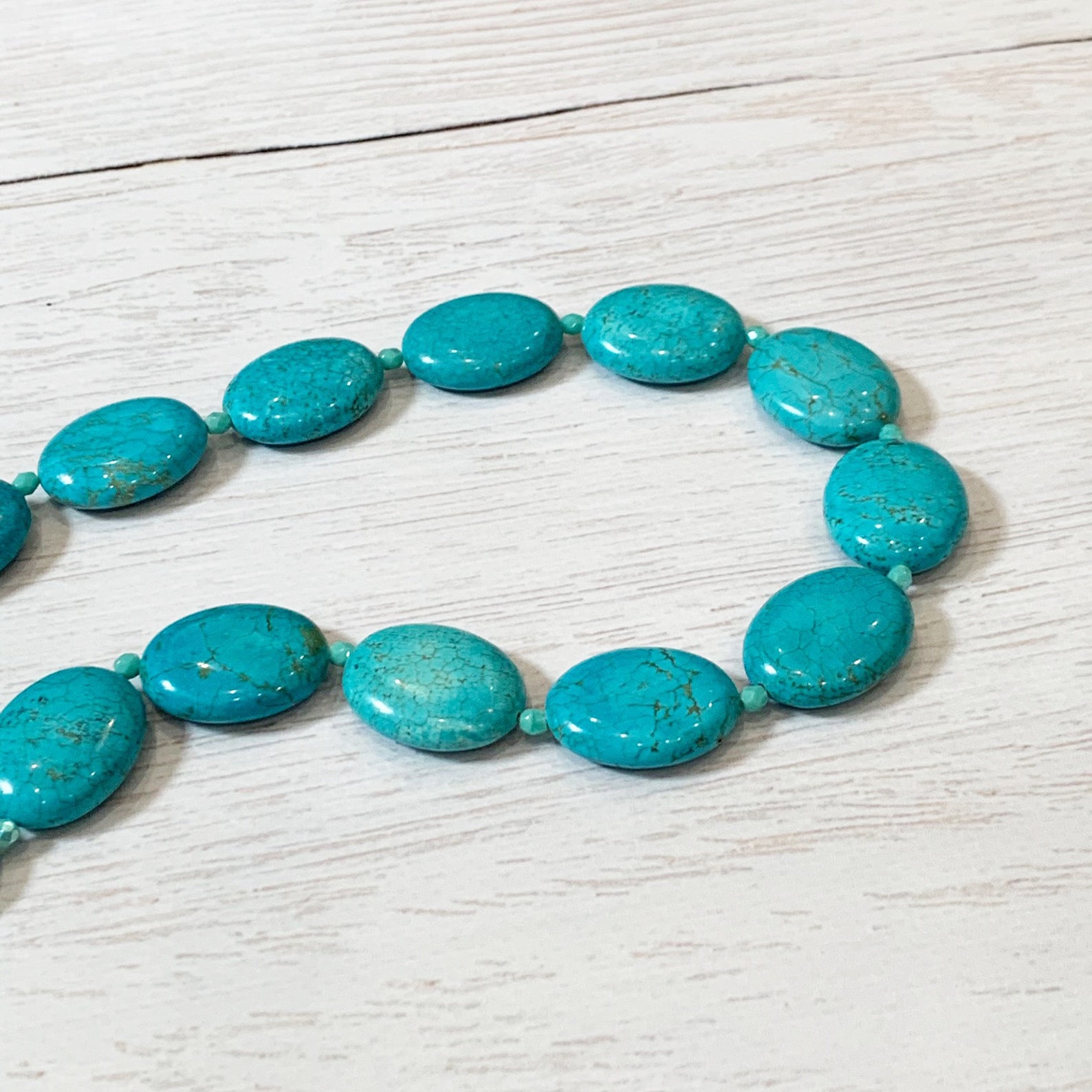 Turquoise Oval Necklace Chunky Turquoise Necklace Oval | Etsy