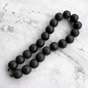 Black Wood Necklace Akuma Necklace Mens Wood Bead Necklace - Etsy