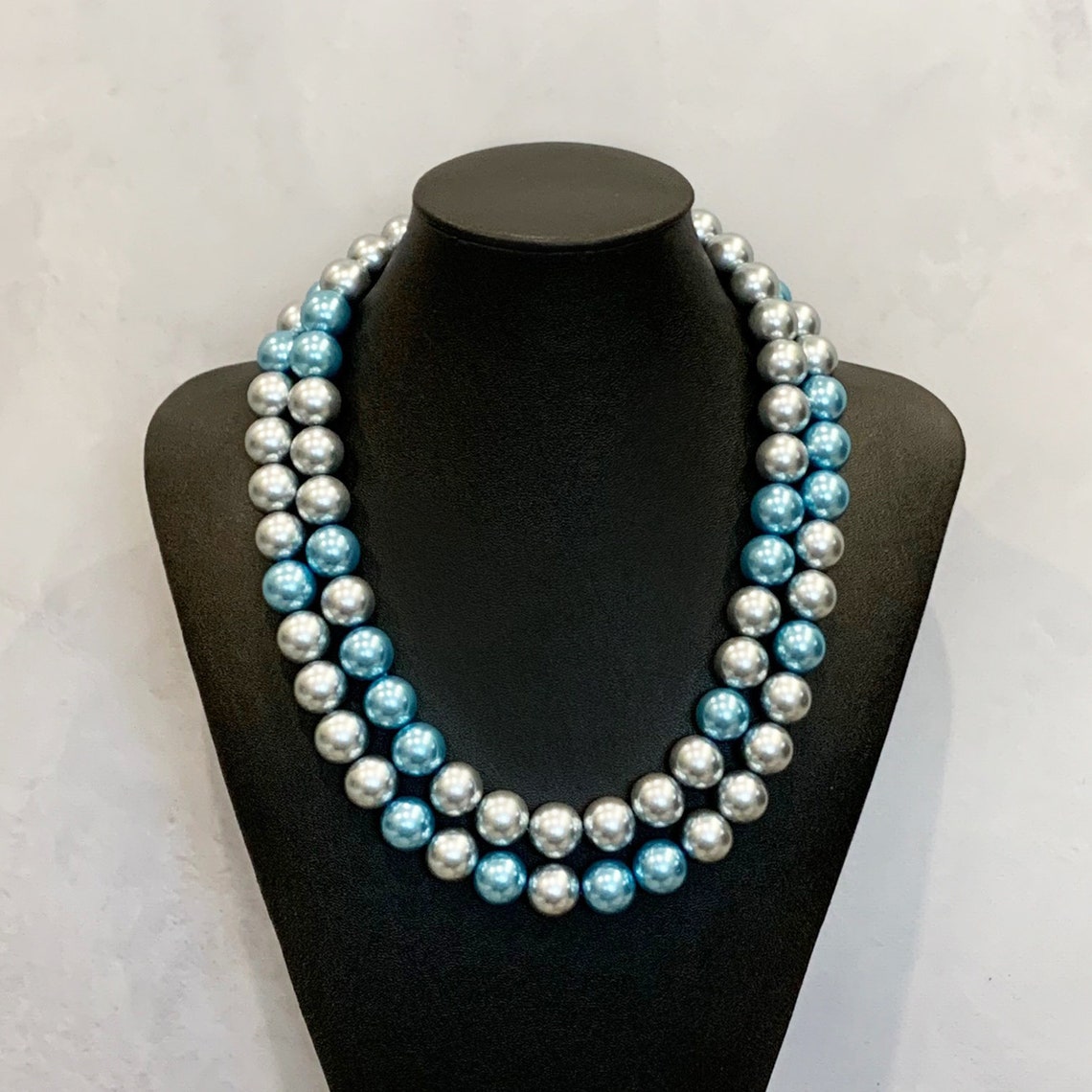 Blue Pearl Necklace Chunky Pearl Necklace Long Pearl | Etsy