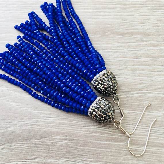 Fancy blue earrings store