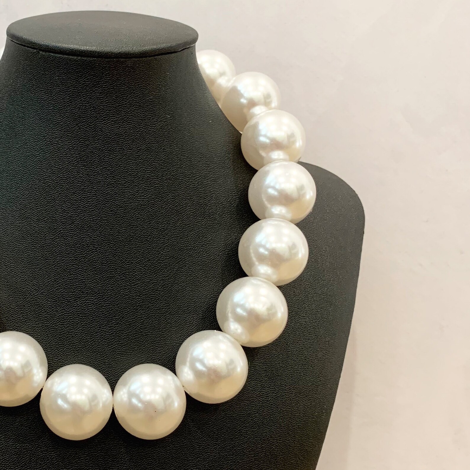 Chunky White Pearl Necklace Large Pearl Necklace Big White | Etsy