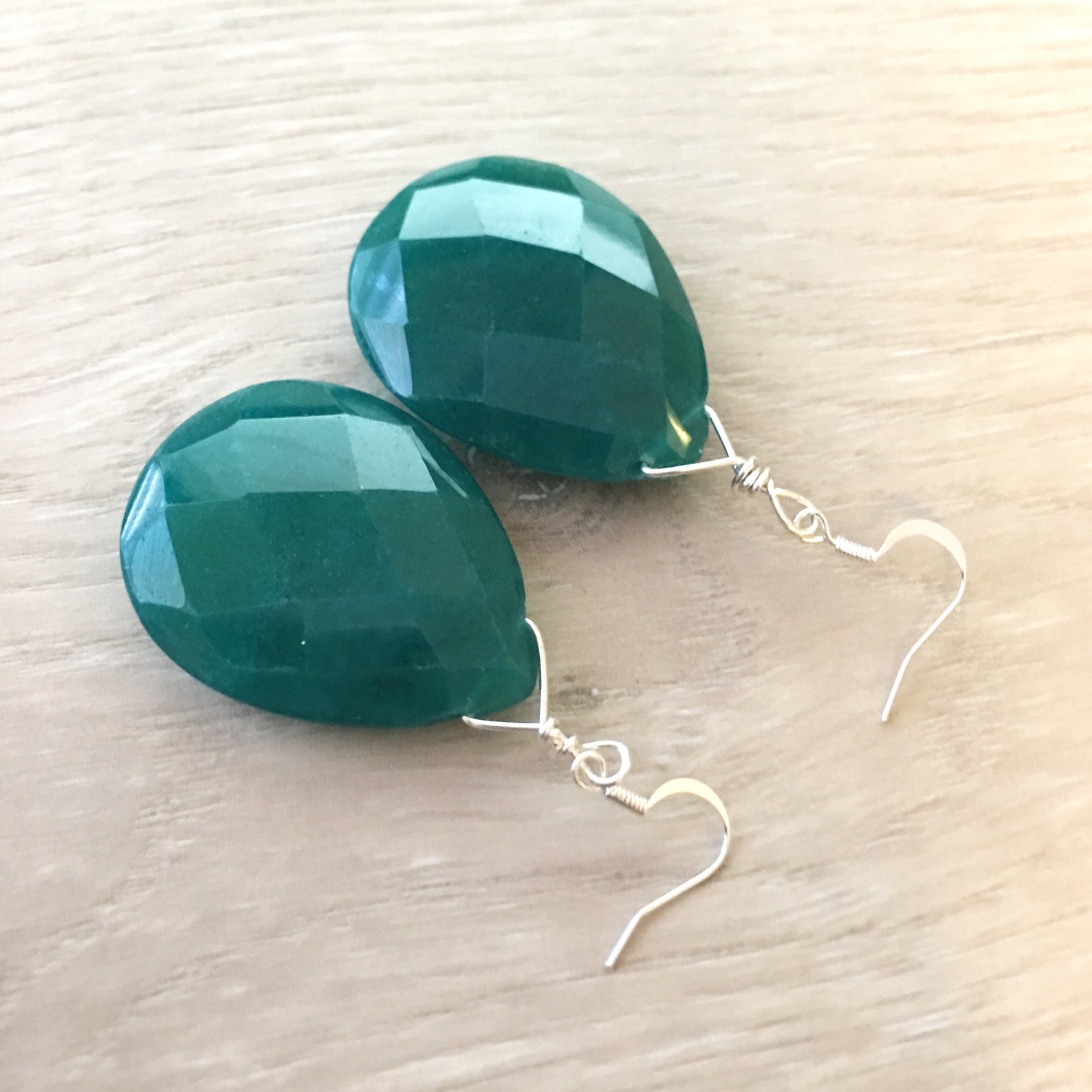 Green Teardrop Earrings Large Green Earrings Chunky Green Earrings ...