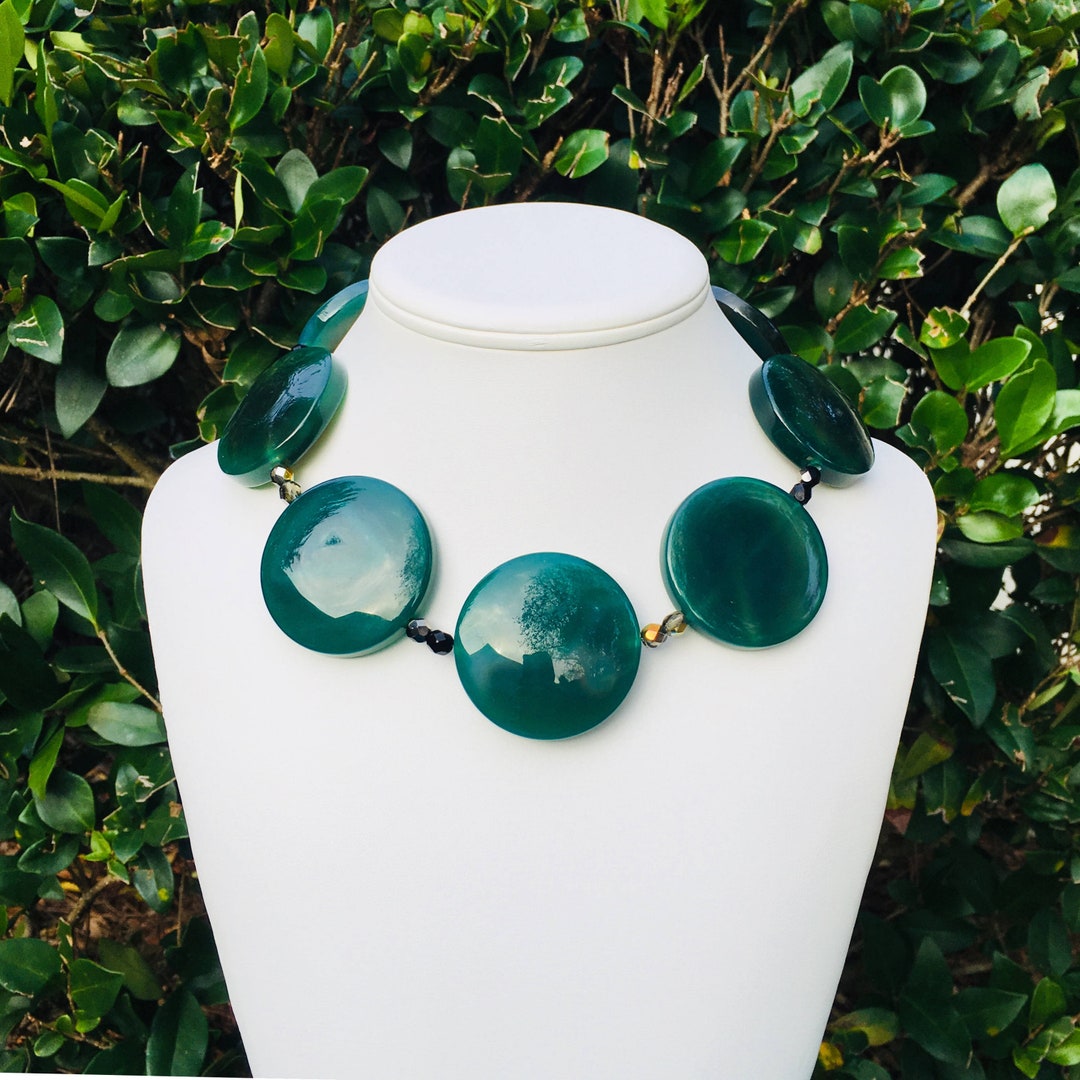 Large Green Necklace, Emerald Green Necklace for Women, Chunky Green ...