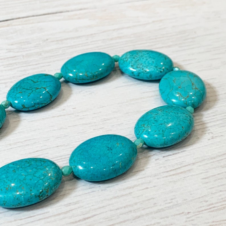 Turquoise Oval Necklace Chunky Turquoise Necklace Oval - Etsy