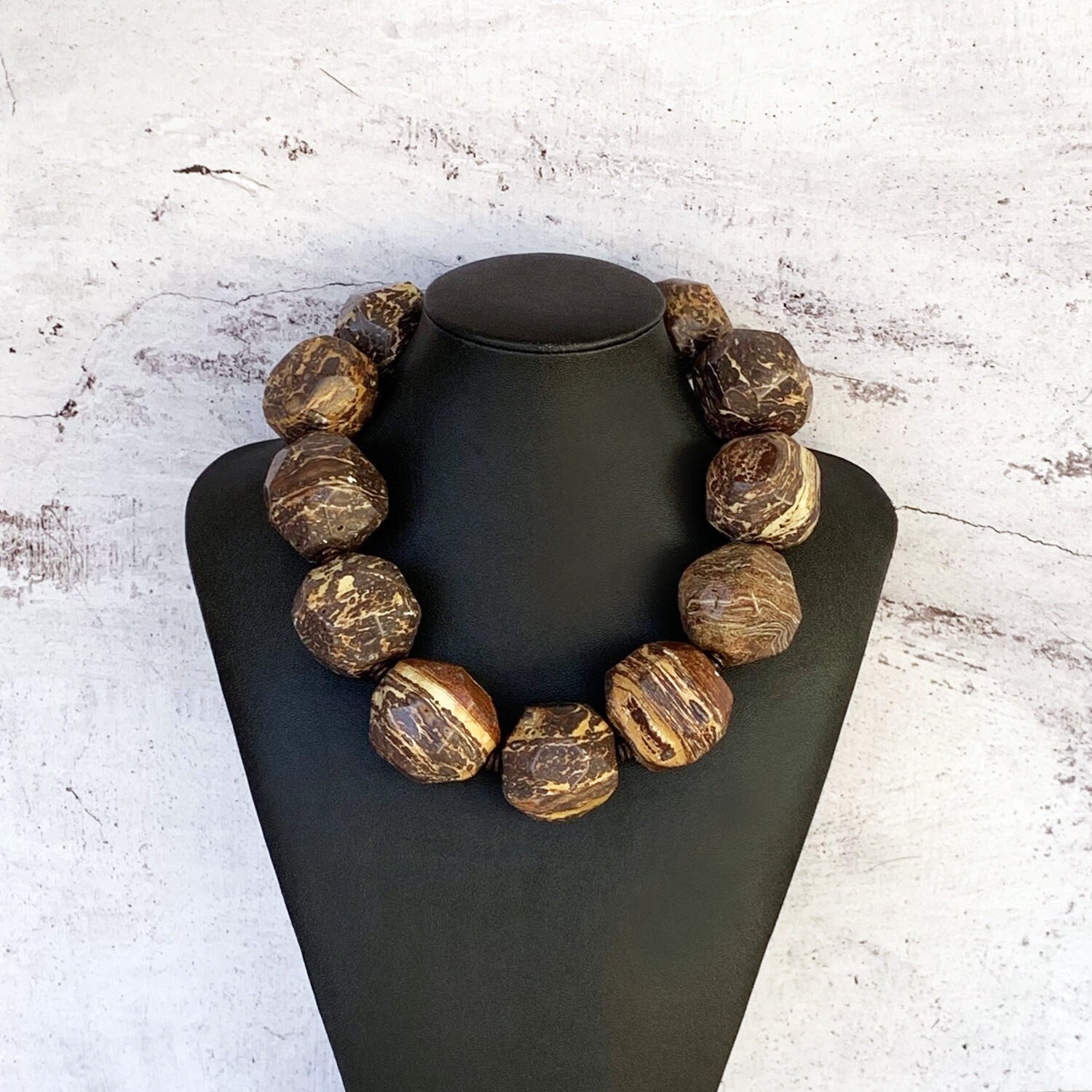 Huge Gemstone Necklace Chunky Gemstone Necklace Chunky Brown | Etsy