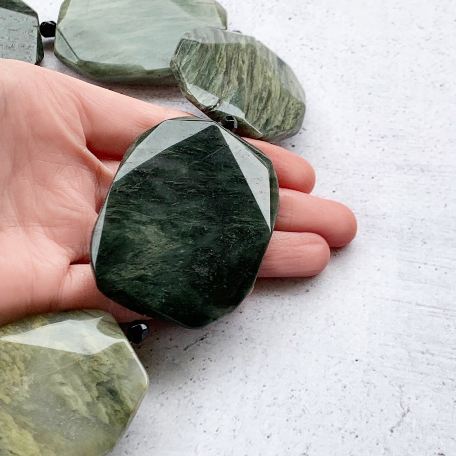 Large Green Gemstone Necklace Big Green Necklace Green - Etsy