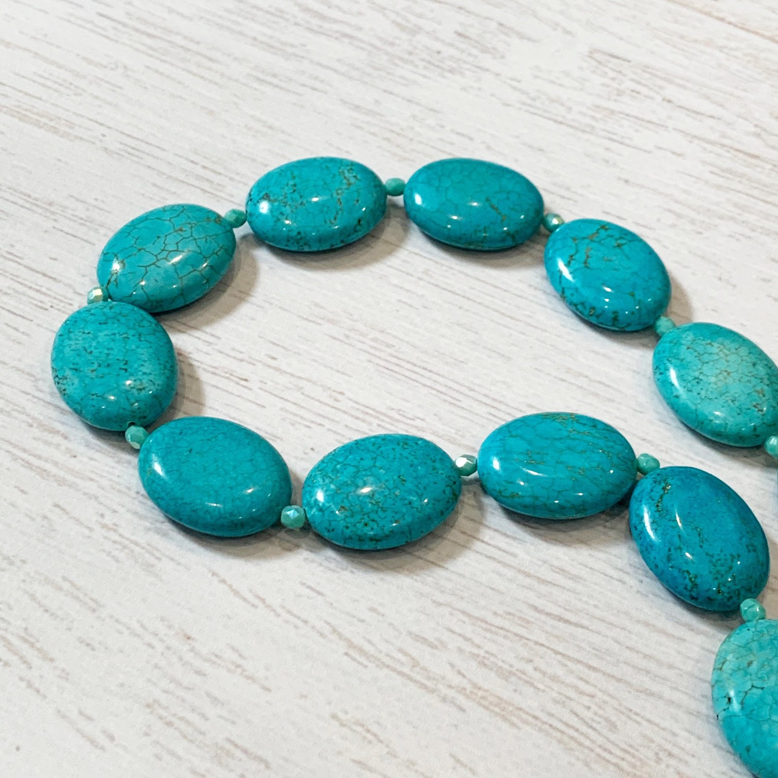 Turquoise Oval Necklace Chunky Turquoise Necklace Oval | Etsy