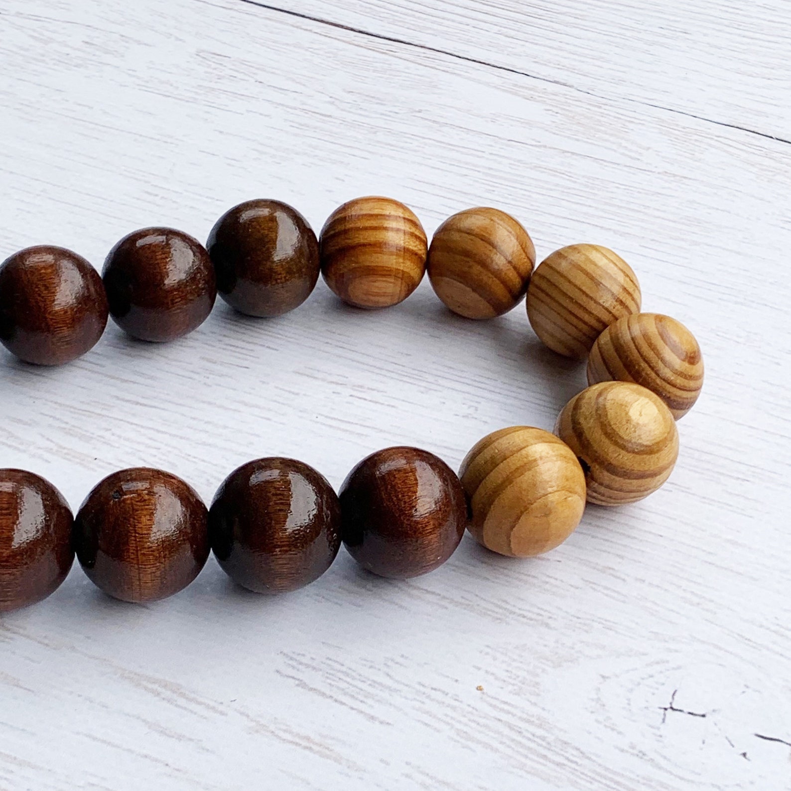 Wood Bead Necklace, Mens Beaded Necklace, Large Wood Bead Necklace ...
