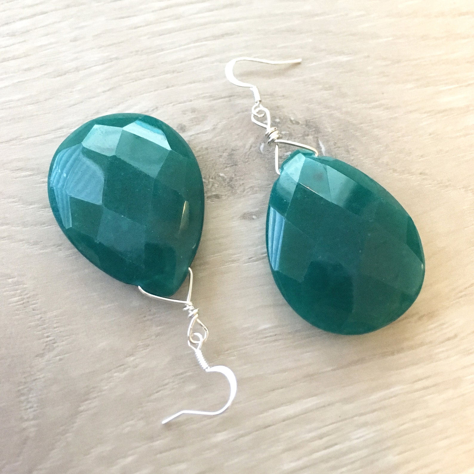 Green Teardrop Earrings Large Green Earrings Chunky Green Earrings ...