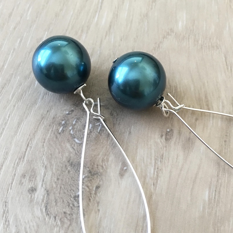 Blue Pearl Earrings Large Blue Pearl Earrings Chunky Blue Pearl ...