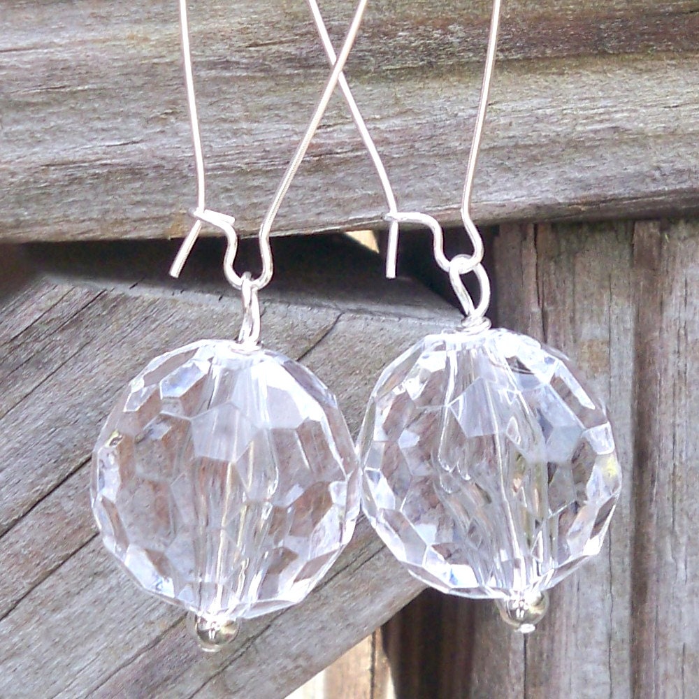 Large Clear Earrings Clear Bead Earrings Clear Dangle Earrings Long ...