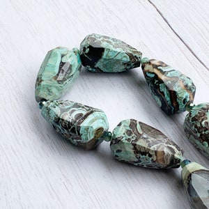 Extra Large Gemstone Necklace, Sea Blue Necklace, Sea Green Gemstone ...