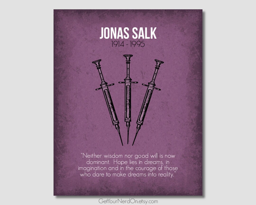 Jonas Salk Poster, Famous Scientist, Nerdy Art Poster, Science Geek ...