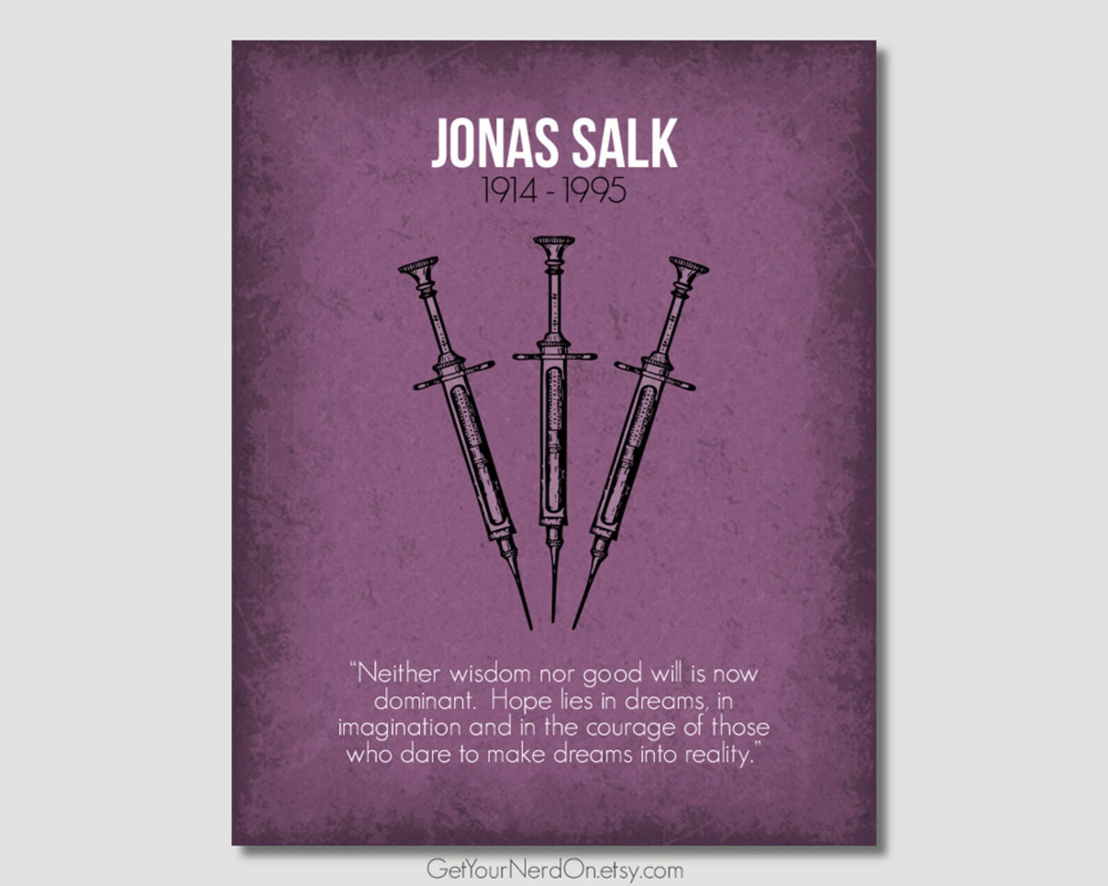 Jonas Salk Poster Famous Scientist Nerdy Art Poster Science | Etsy