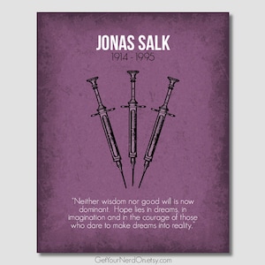 Jonas Salk Poster, Famous Scientist, Nerdy Art Poster, Science Geek ...