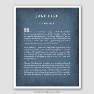Jane Eyre First Page Print, Nerdy Home Decor, Book Lover Wall Art ...