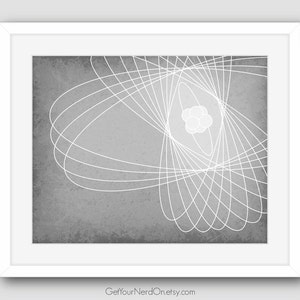 Minimalist Atom Art, Science Art Print, Nerd Home Decor, Gifts for ...