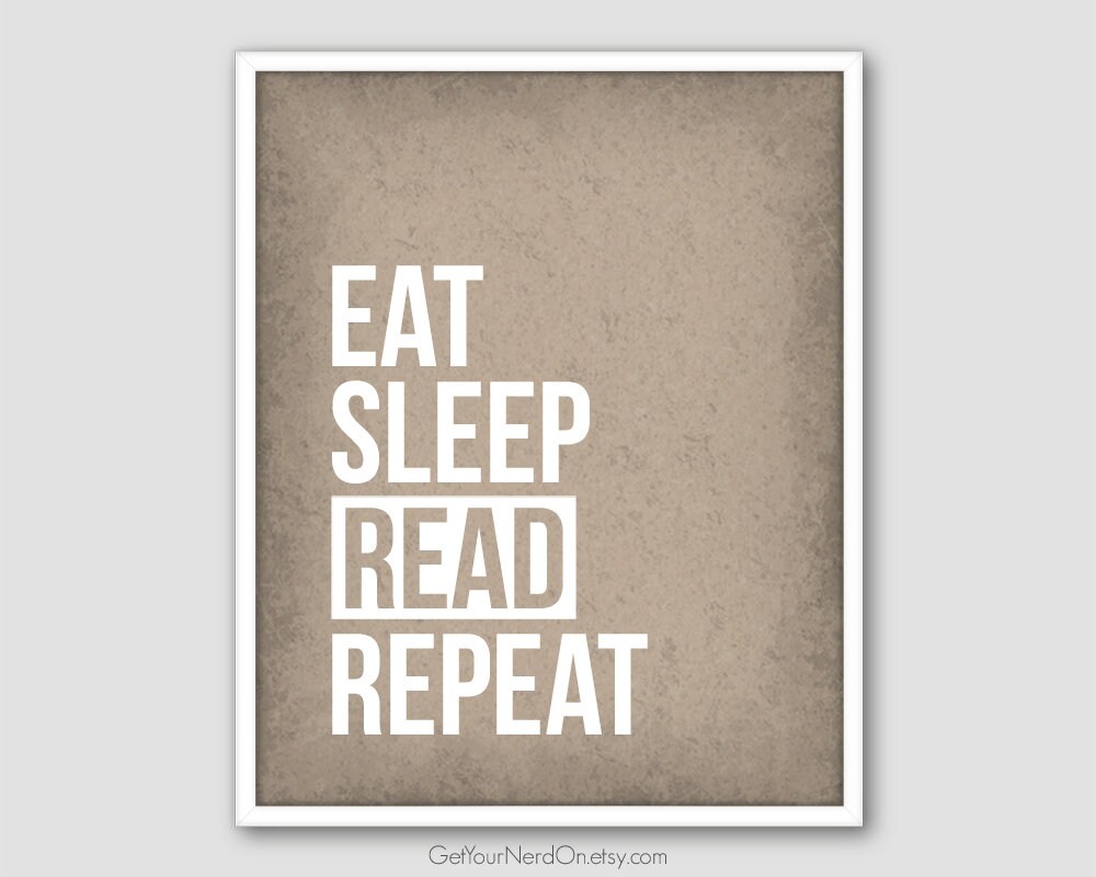 Eat Sleep Read Repeat Book Lover Wall Art Reading Poster | Etsy