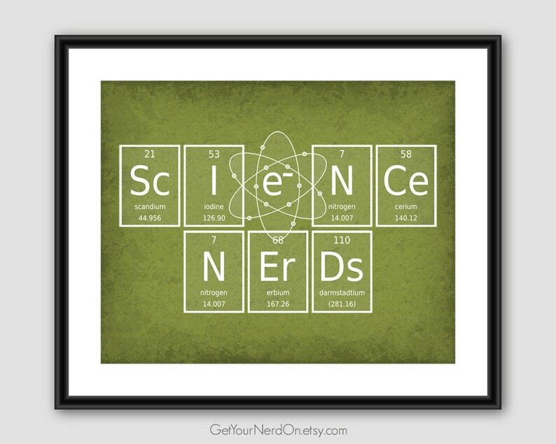 Science Nerds Print Periodic Table of Elements Nerdy Gift - Etsy